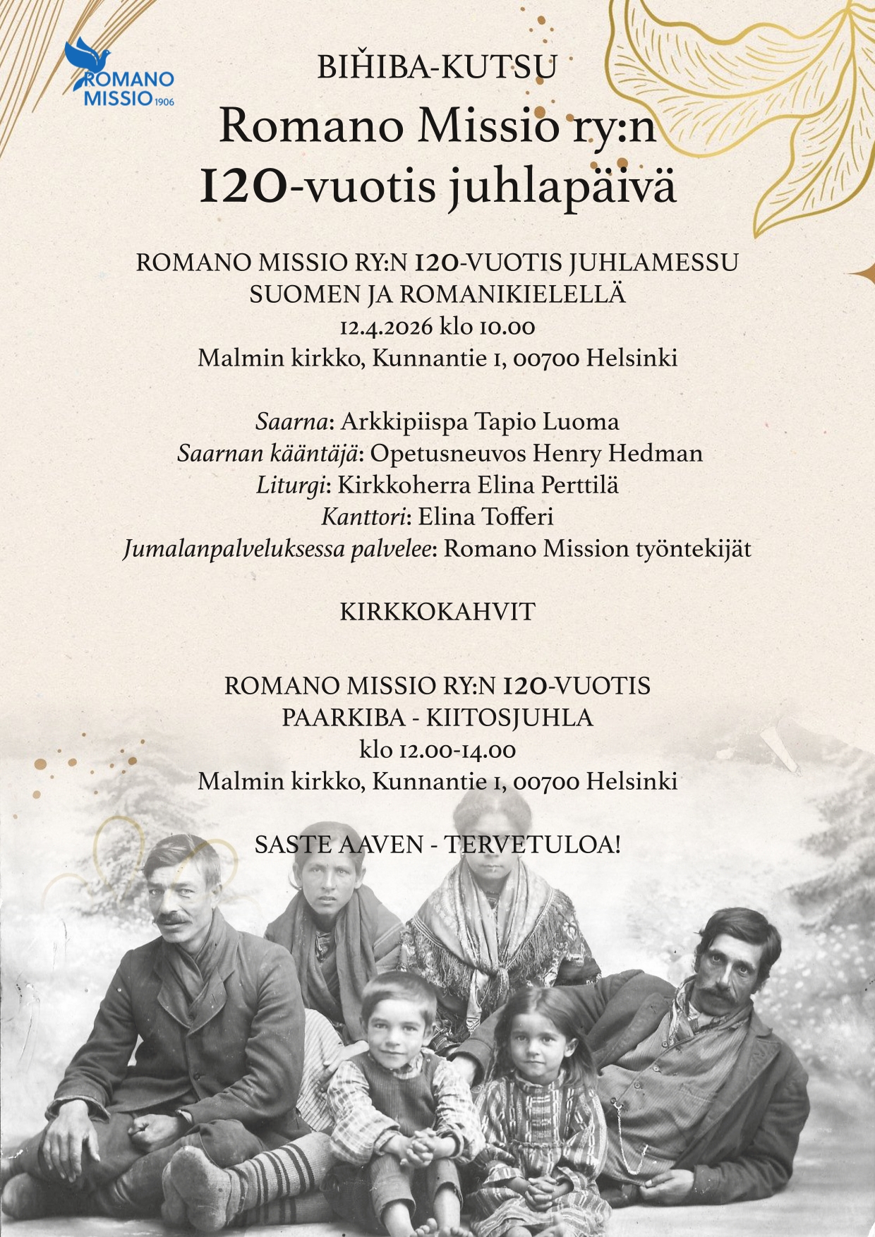 Romano Missio 120 vuotta: Juhlamessu ja kiitosjuhla Malmin kirkossa 12. ...
